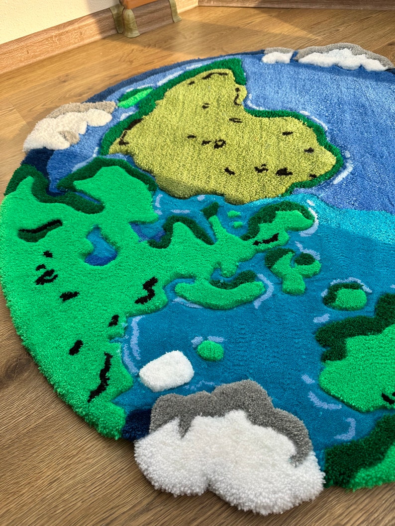 Planet Earth Handmade Tufting Rug - Etsy