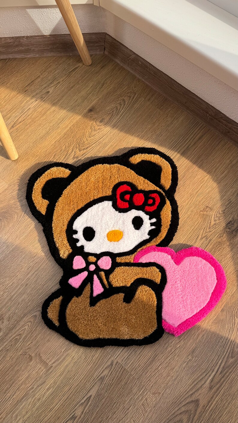 Custom 3D Puffy Hello Kitty Bear Tufting Rug Handmade - Etsy
