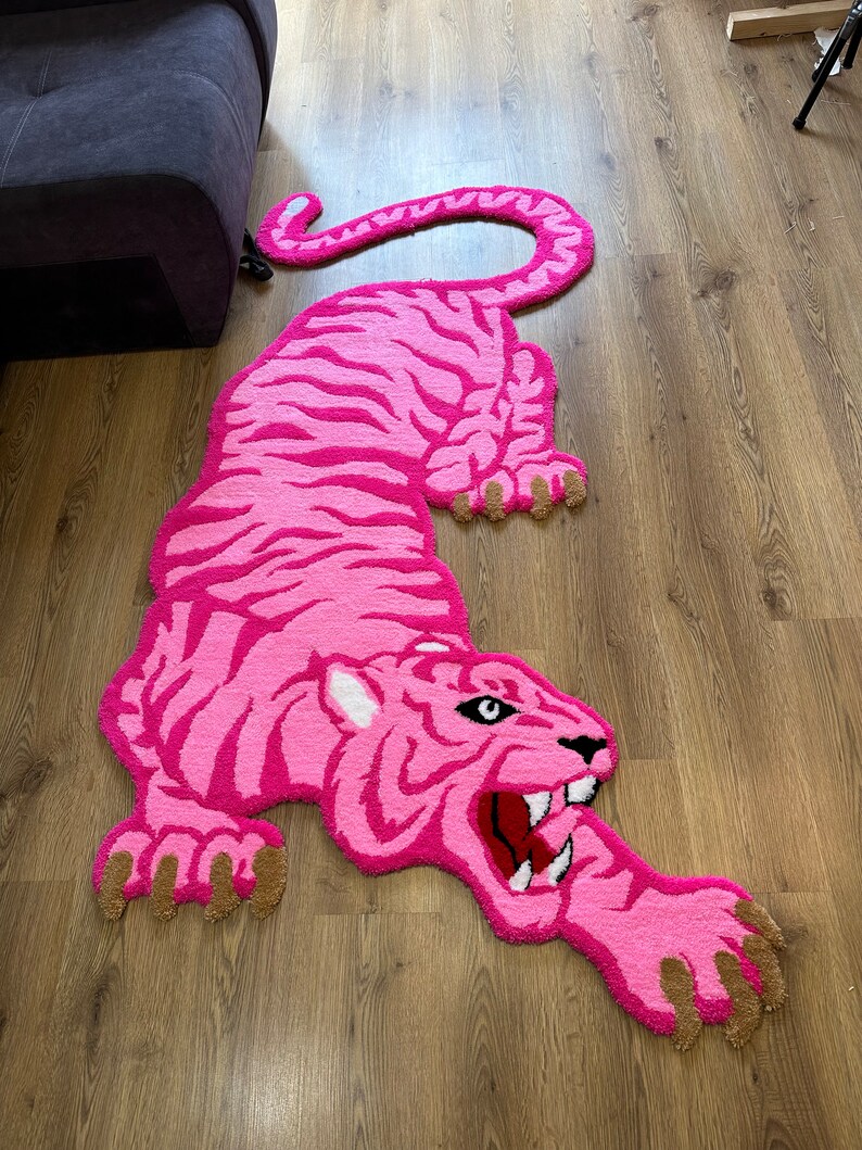 Big Tufting Pink Tiger Rug - Etsy