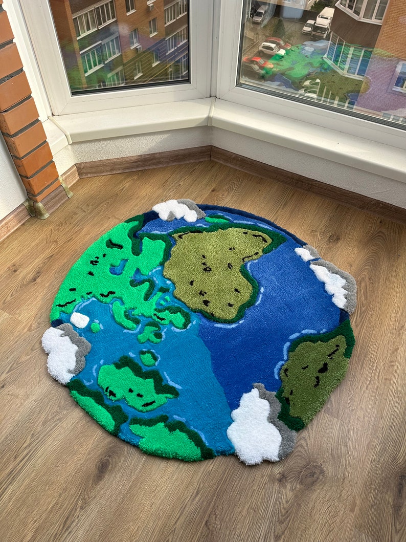 Planet Earth Handmade Tufting Rug - Etsy