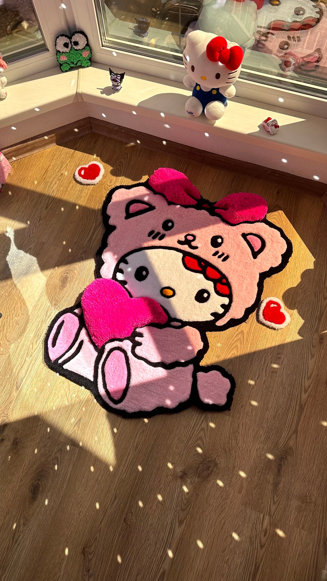 Pink Bear Custom Rug – Cute Puffy 3D Tufted Carpet, Kawaii Handmade ...