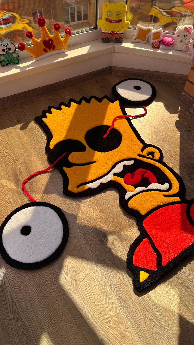 Bart Simpson Handmade Rug With Moving Parts Tufting Rug Living Room ...