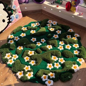 Handmade Tufted Floral Rug: 3D Mossy Meadow Design - Etsy