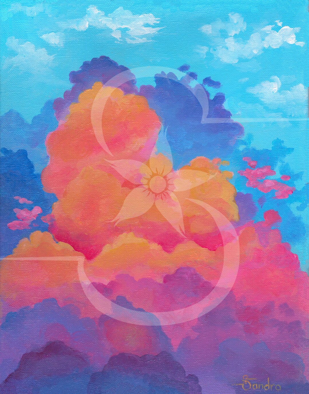 Digital Print Download Vivid Fluffy BRIGHT Colorful CLOUDS Painting ...