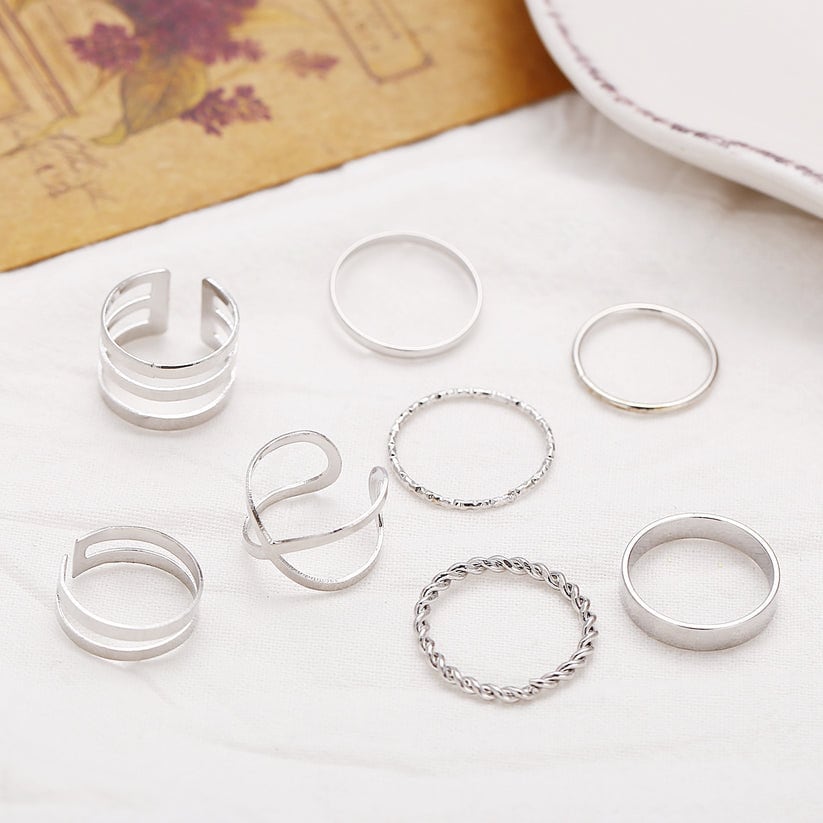 8-pieces Gold Midi Ring Set, Gold Ring Set, Midi Ring Set, Minimalist ...