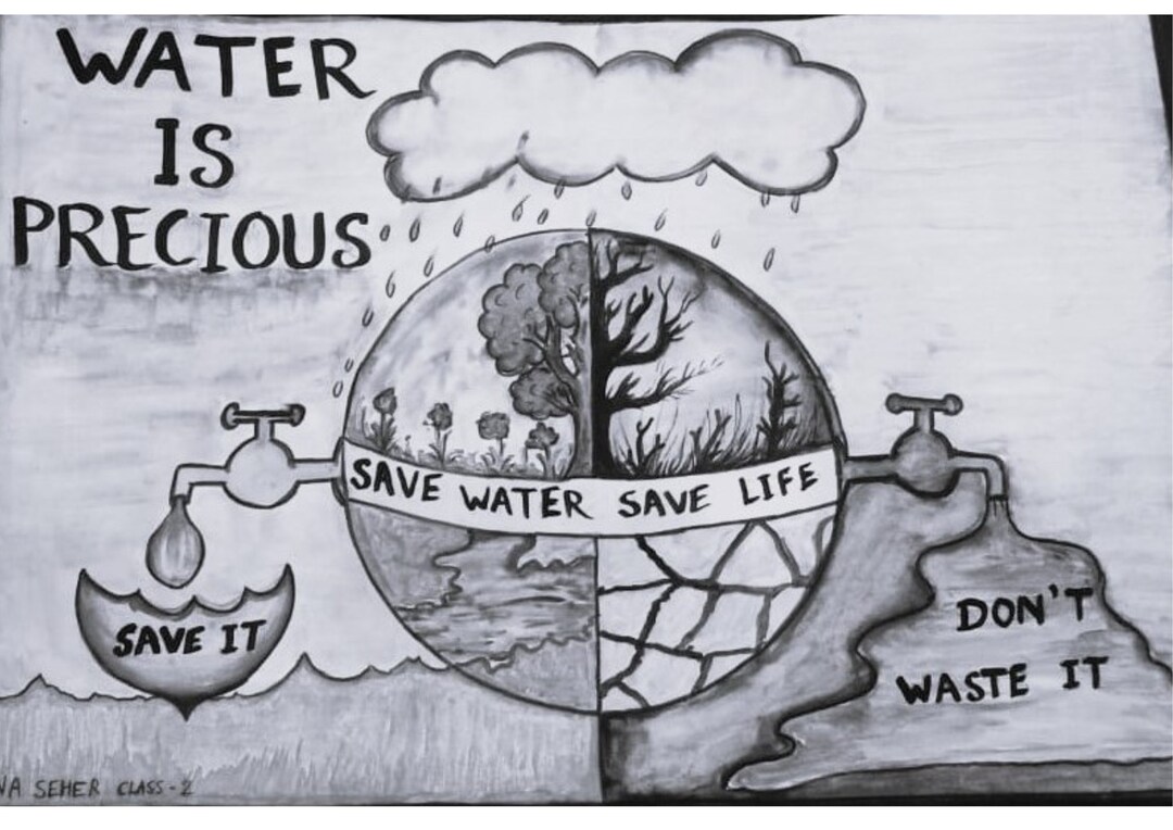 Save Water Sketch for Coloring Pages for Kids, Printable Coloring Pages ...