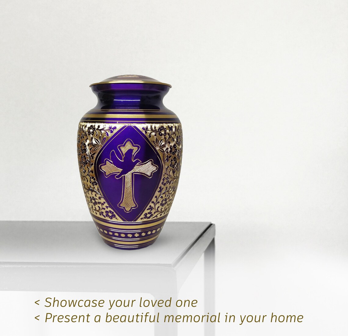 TJ CASA Purple Cremation Urn, Adult Cremation Urn for Funeral, Keepsake ...