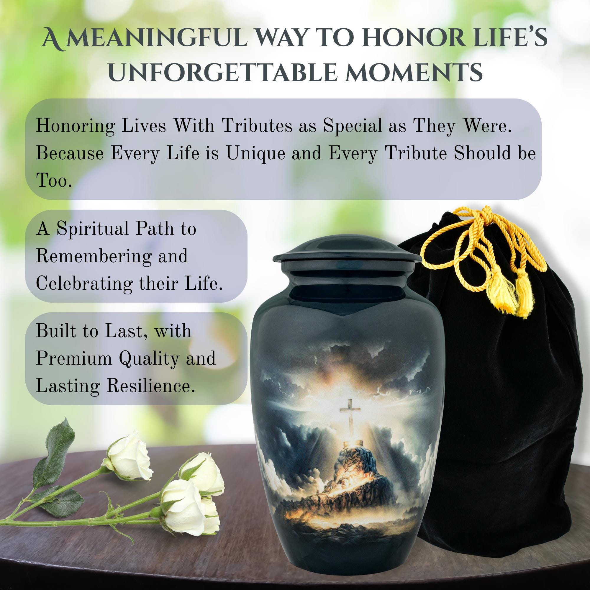 Holy Cross Heaven Cremation Urn for Human Ashes - Adult Male & Female ...