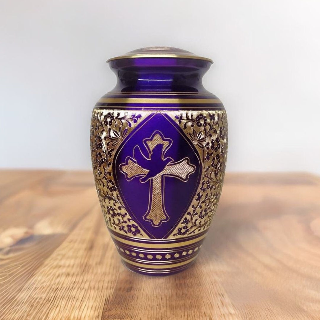TJ CASA Purple Cremation Urn, Adult Cremation Urn for Funeral, Keepsake ...