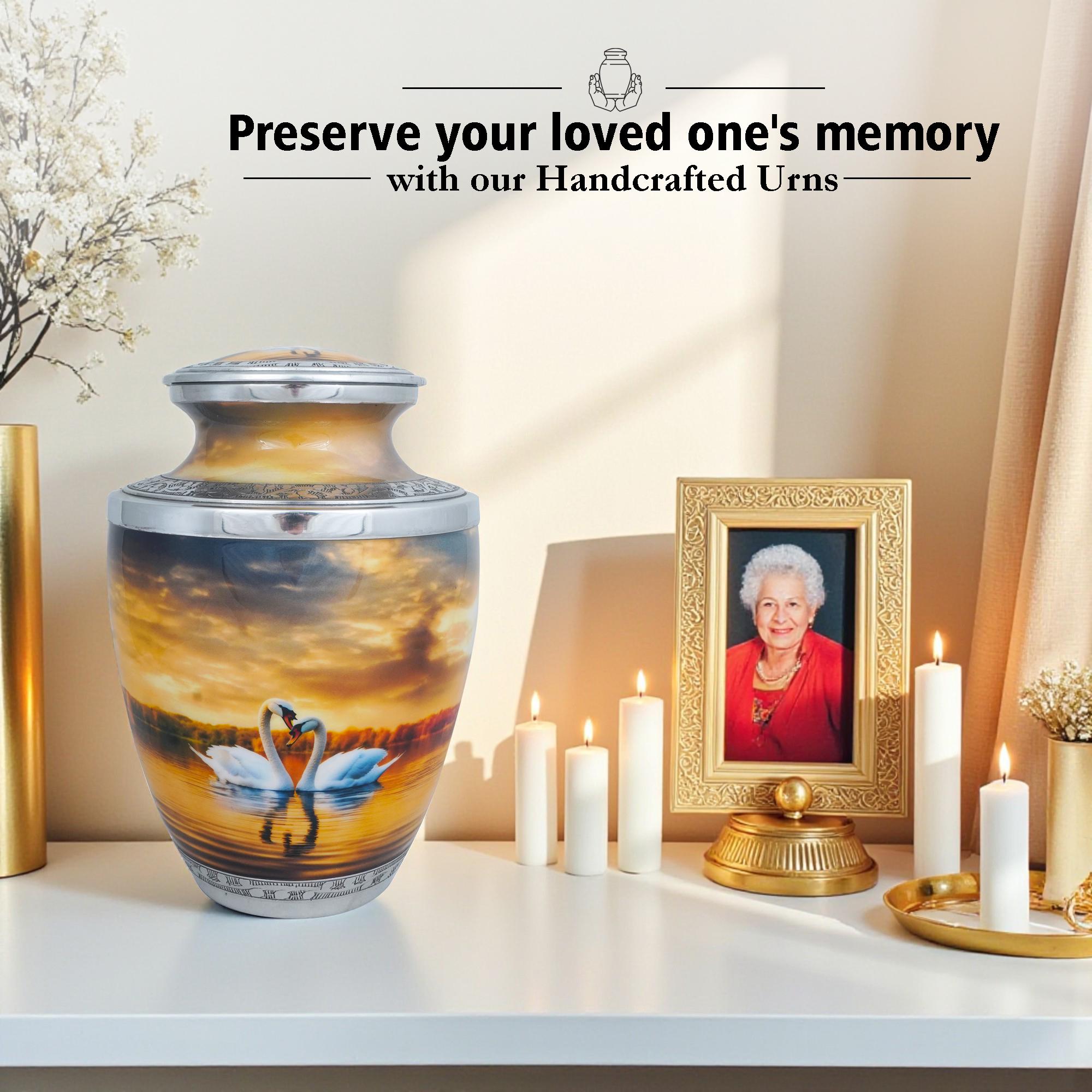 Pair of Swan Adult Cremation Urn for Human Ashes – Full Size Urns With ...