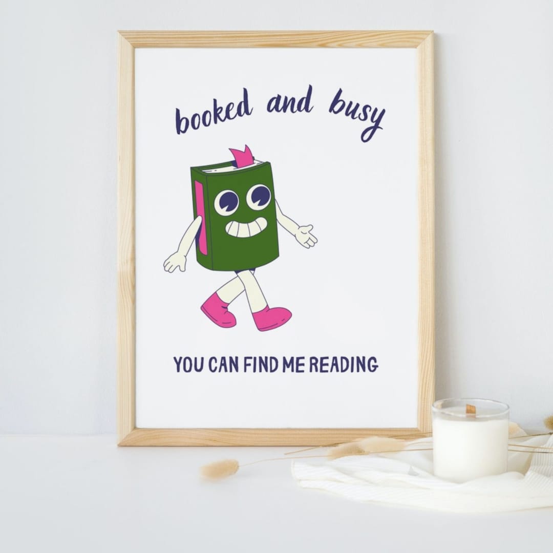 Booked and Busy Retro Quote Digital Prints Art Downloadable - Etsy