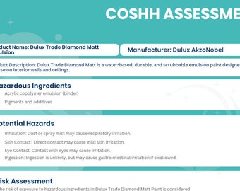 Printable COSHH Assessment for Dulux Trade Drywall Primer - Etsy