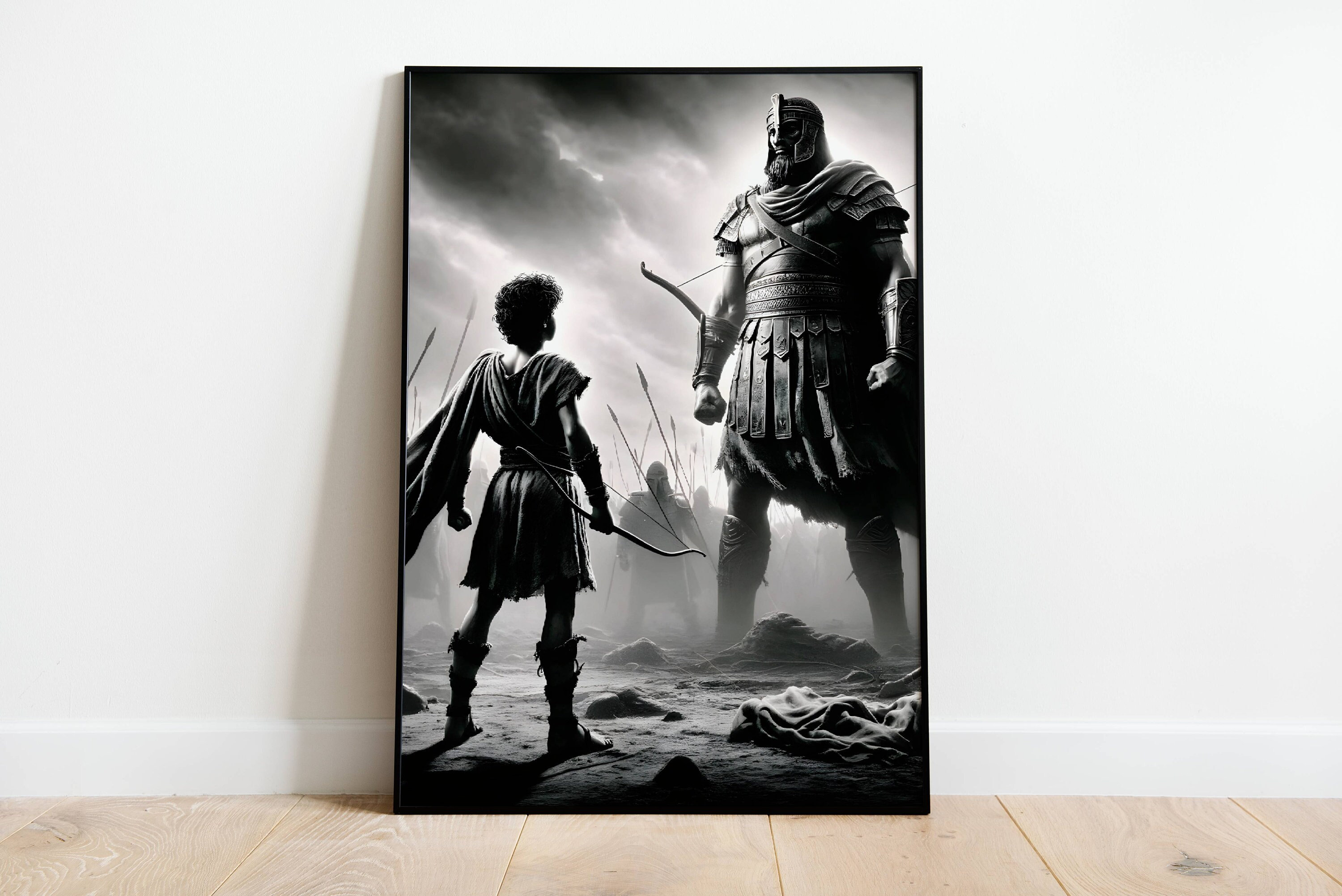 David and Goliath Bible Art Print Christian Wall Art Poster, Faith ...