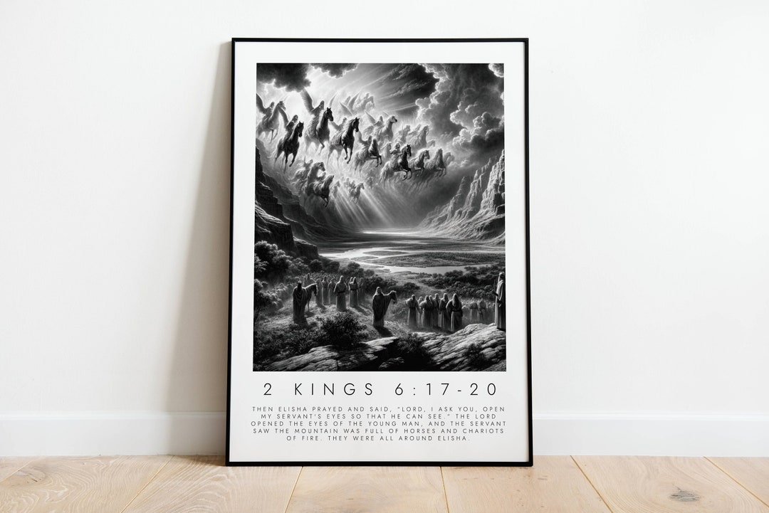 Elisha and the Army of Angels Bible Verse Print - Christian Wall Art ...