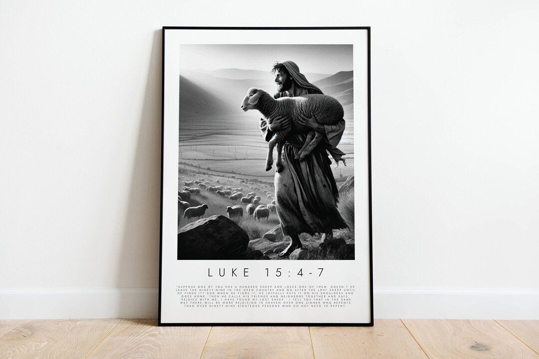 One Lost Sheep PHYSICAL PRINT | Luke 15:4-7 | Jesus Bible Print Art ...