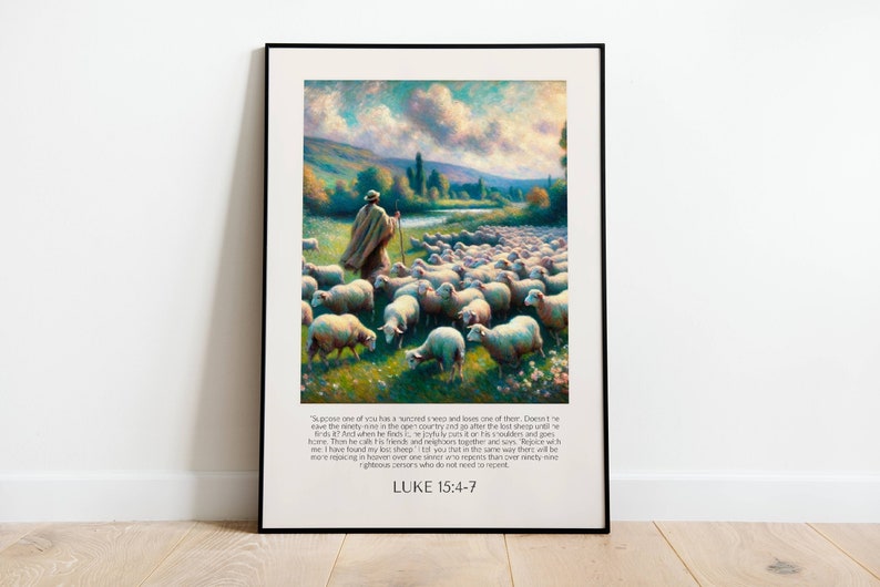 Lost Sheep Parable Print: Christian Impressionist Bible Art - Etsy