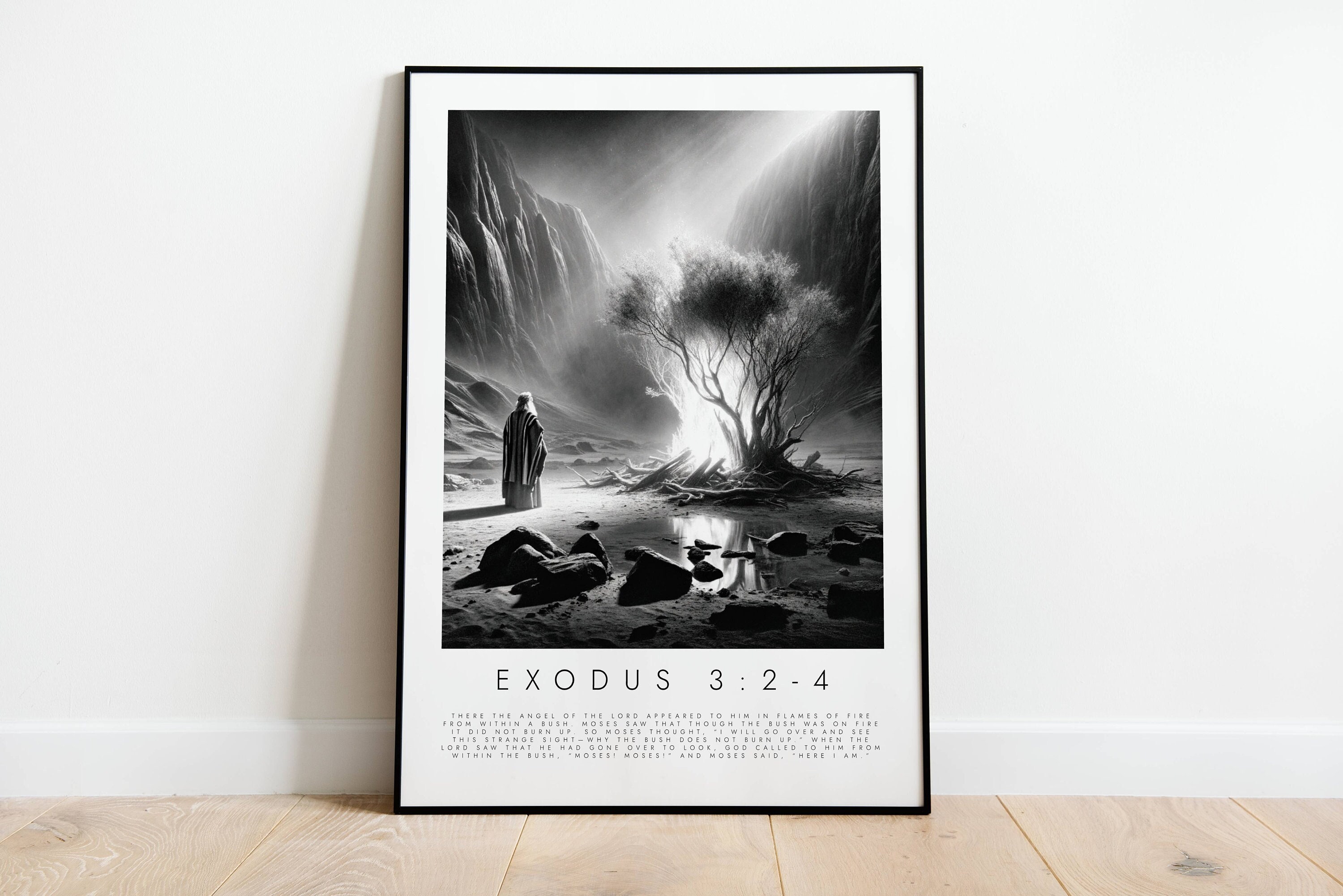 Moses and the Burning Bush PHYSICAL PRINT | Exodus 3:2-4 | Jesus Bible ...