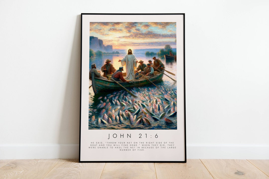 The Miraculous Catch of the Fish PHYSICAL PRINT | JOHN 21:6 | Jesus ...