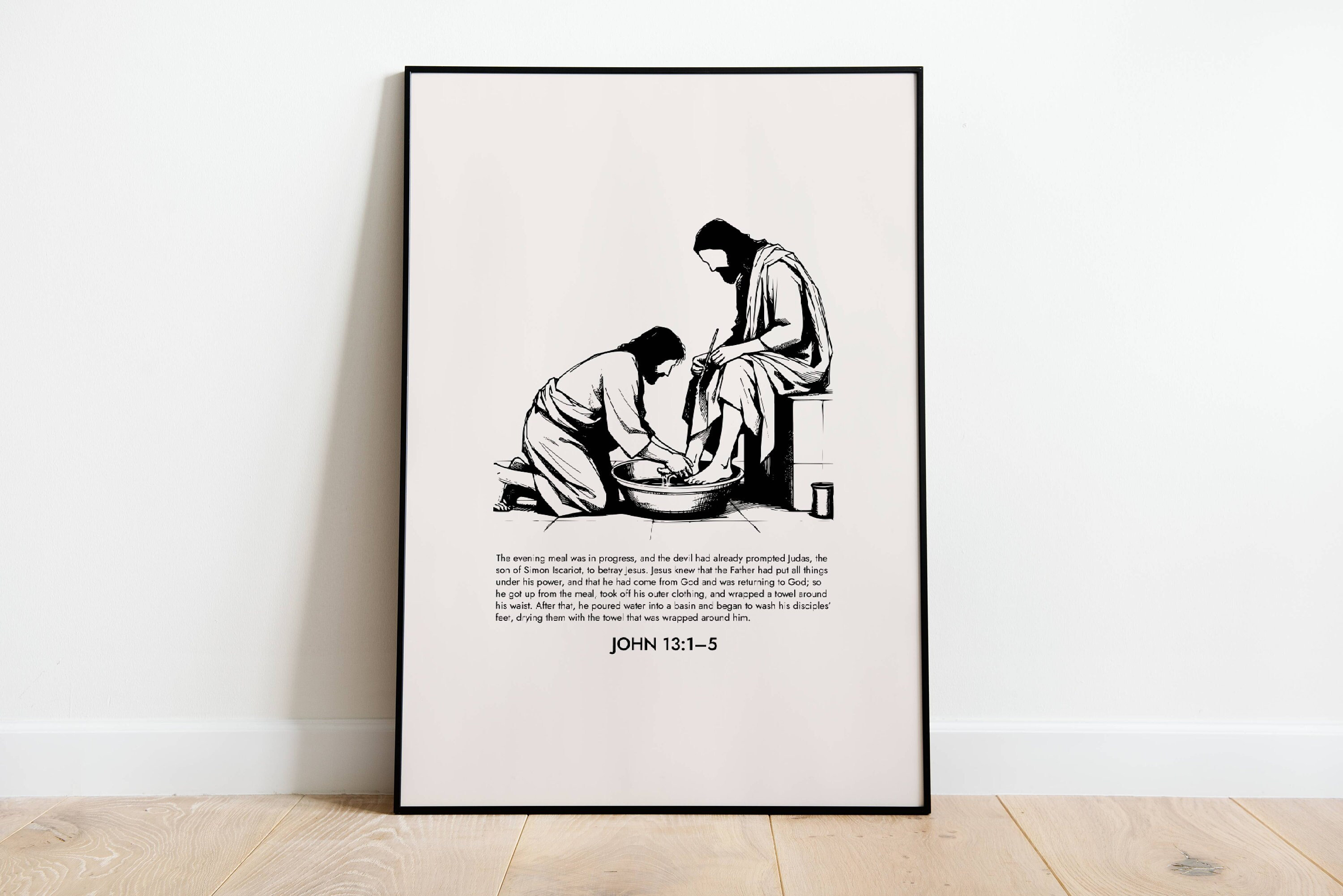 Jesus Washes the Disciples Feet INSTANT DOWNLOAD | John 13:1-17 | Bible Art | Christian Modern ...