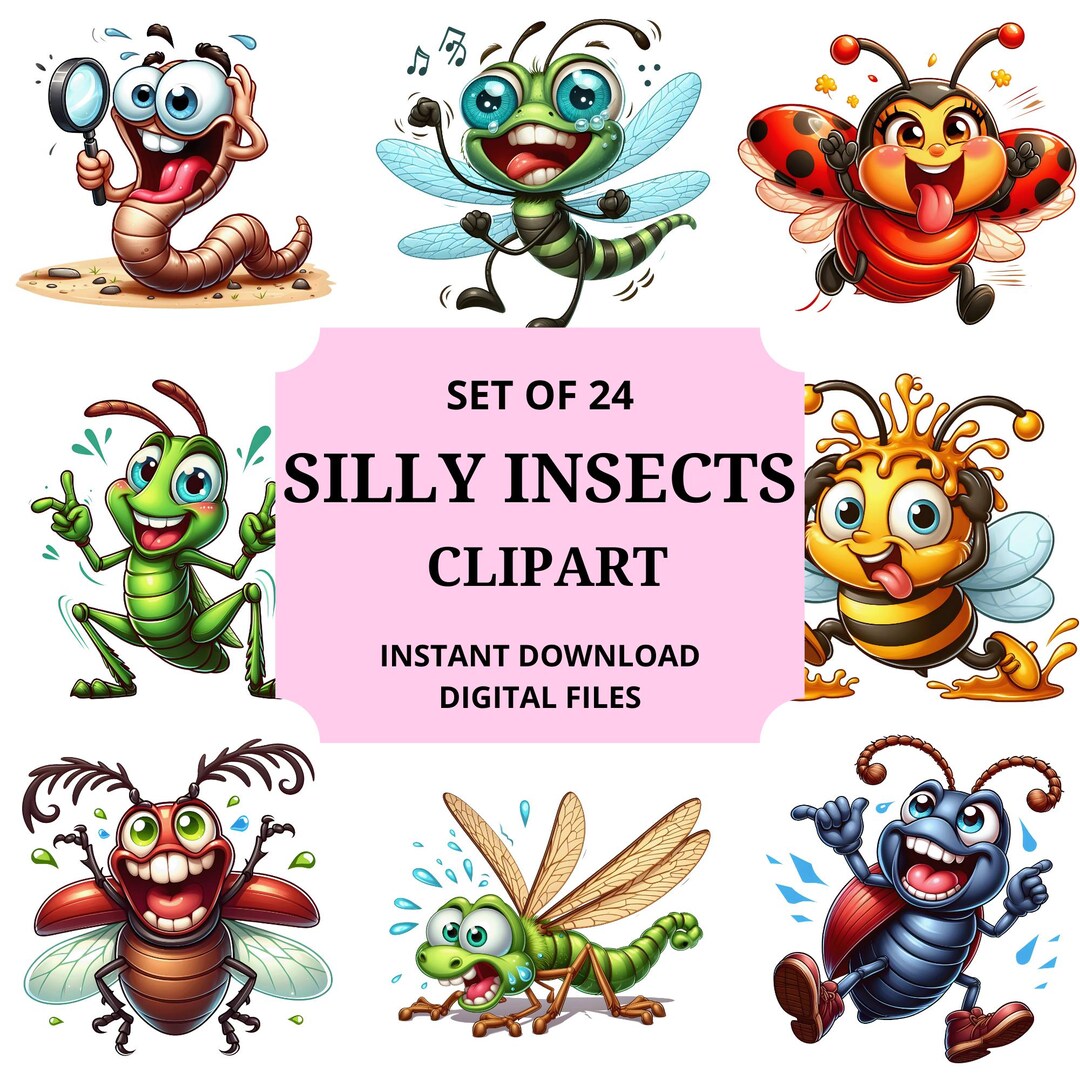 Bugs and Insects Clipart, Clipart Bundle, Silly Insects, Quirky Animals ...