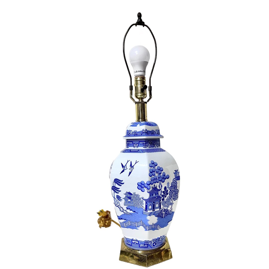 Vintage Spode Ginger Jar Table Lamp 26 Inch | Blue White Chinoiserie ...