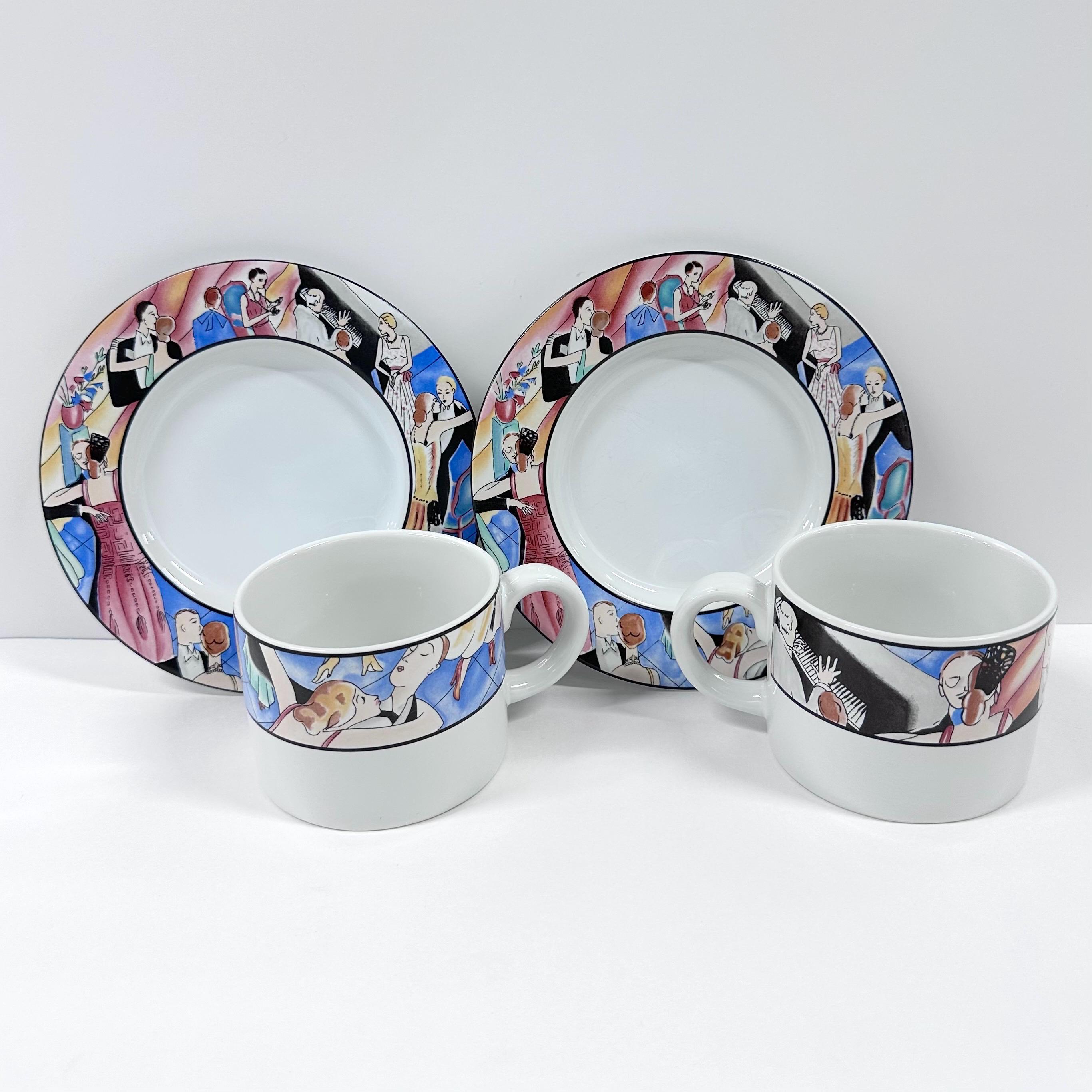 Vintage Sakura Tango Cups & Saucers by Sue Zipkin 1993 | Set of 4 Art ...
