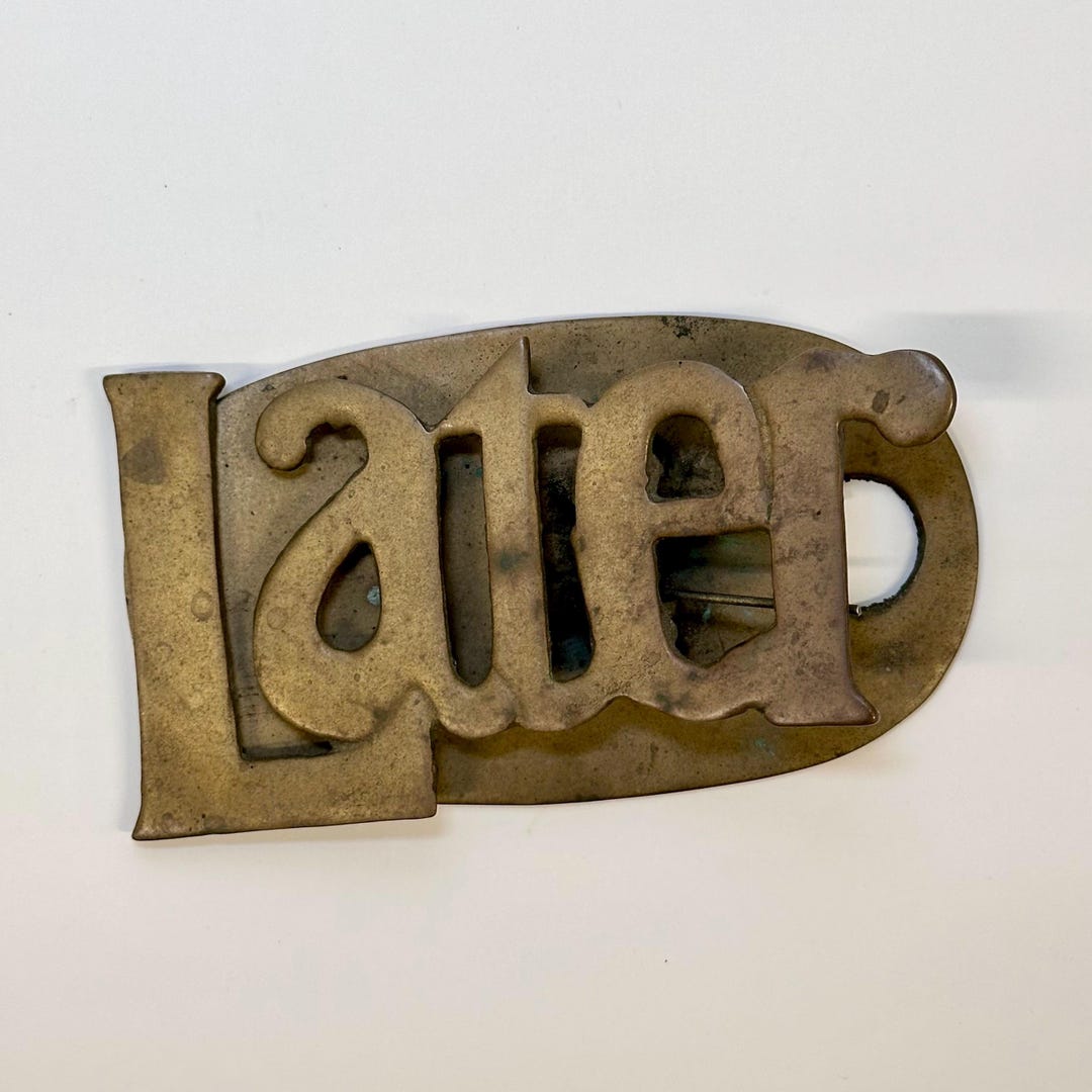 Vintage Brass “later” Paperweight Memo Clip | Retro Office Desk ...