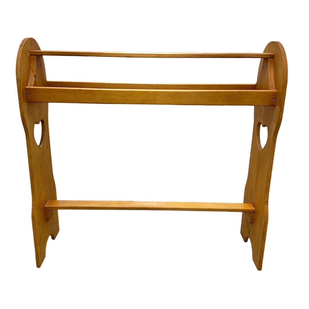 Large Vintage Wooden Quilt Rack With Hand Painted Flowers & Heart ...