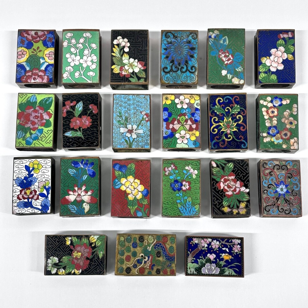 Vintage Chinese Cloisonné Matchbox Holder | Floral Enamel Metal Match ...