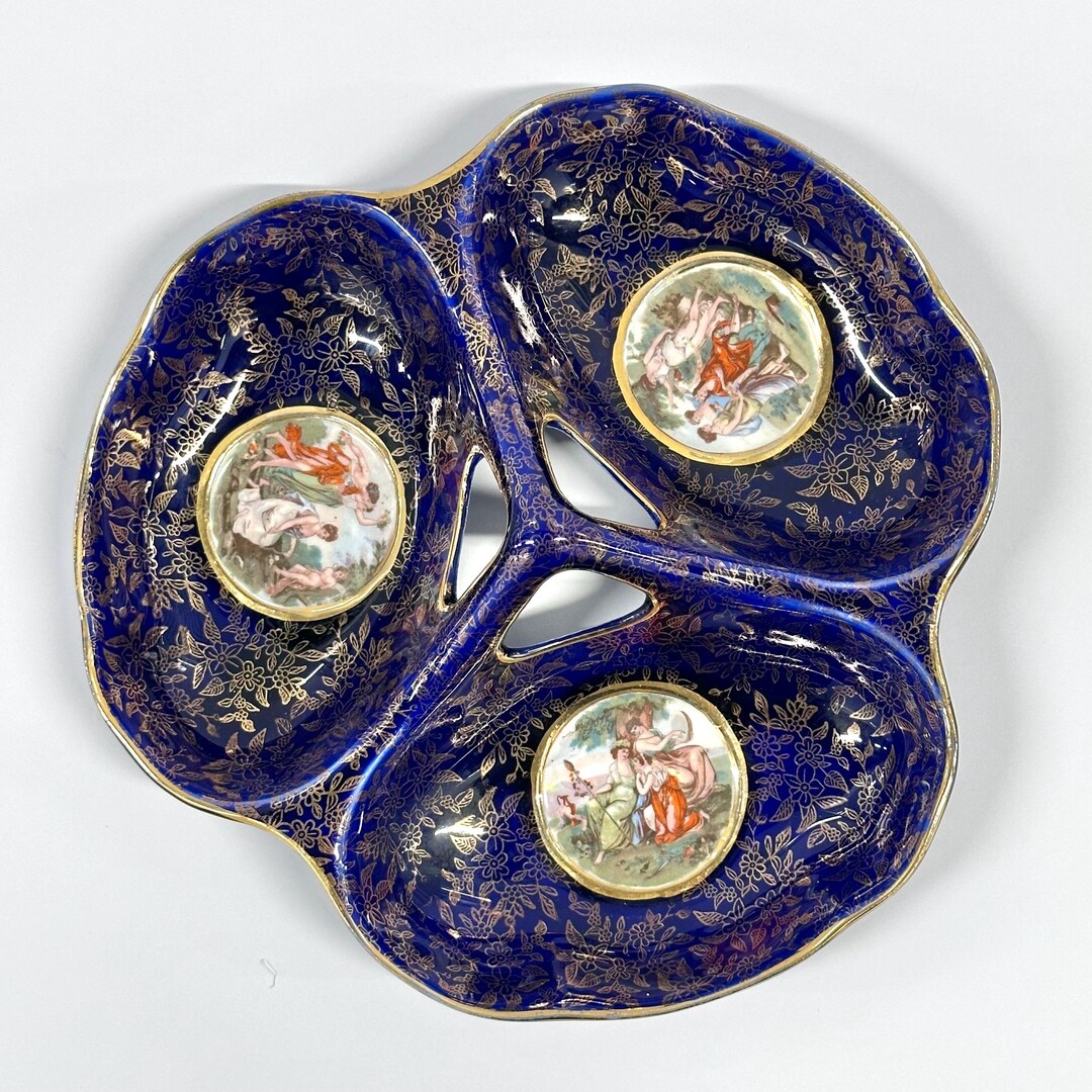 Empire Ware England Divided Dish | Cobalt Blue Gold Porcelain Tray ...