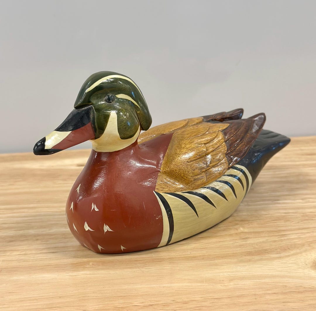 Rustic Hand-painted Wooden Duck Decoy | Cabin Lodge Farmhouse Decor ...