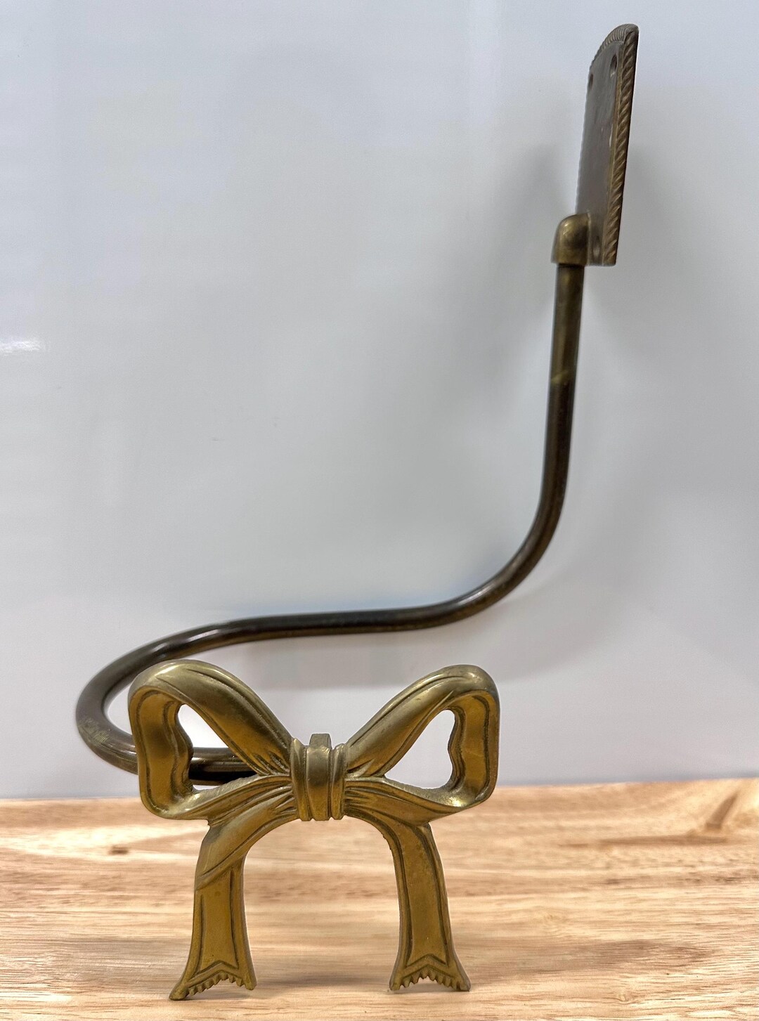 Vintage Inspired Brass Bow Curtain Drape Tie Back Towel Holder ...