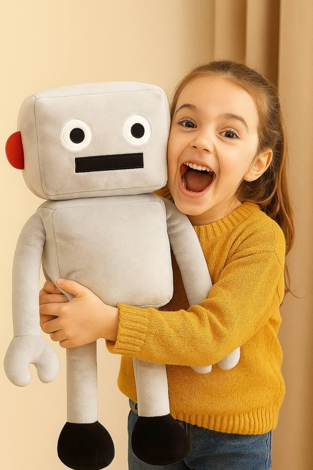 Plush Robot Toy 60 Cm –soft Gray Retro Robot Doll for Kids, Cuddly Tech ...