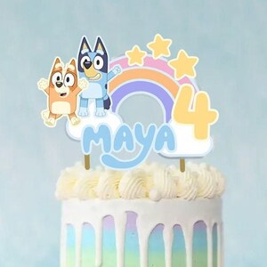 Bluey Inspired Cake Topper Editable Bluey Bingo Cake Topper Bluey ...