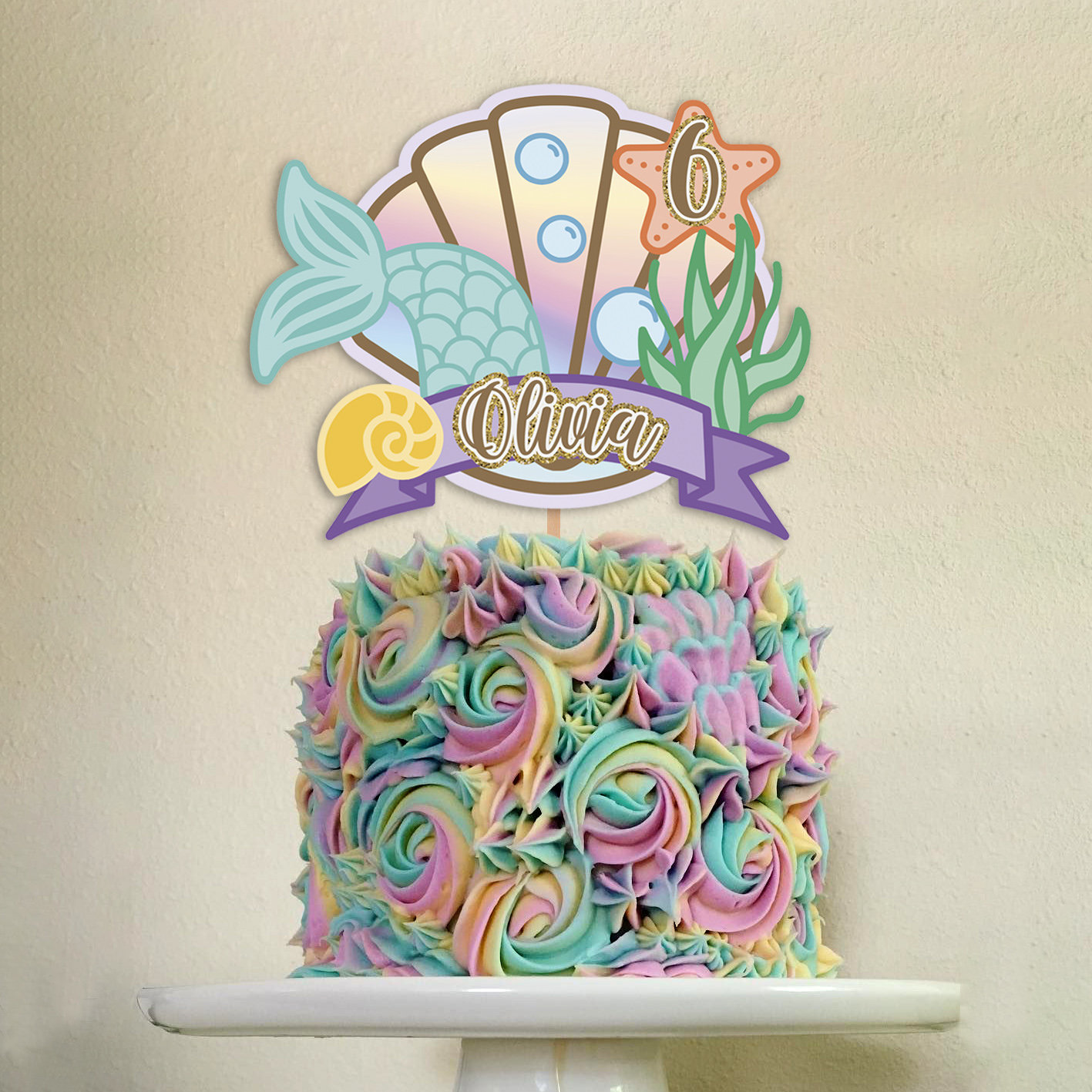 Mermaid Cake Topper SVG Under the Sea Themed Layered Cake Topper ...
