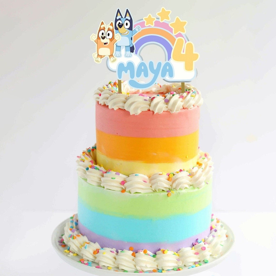 Bluey Inspired Cake Topper Editable Bluey Bingo Cake Topper Bluey ...