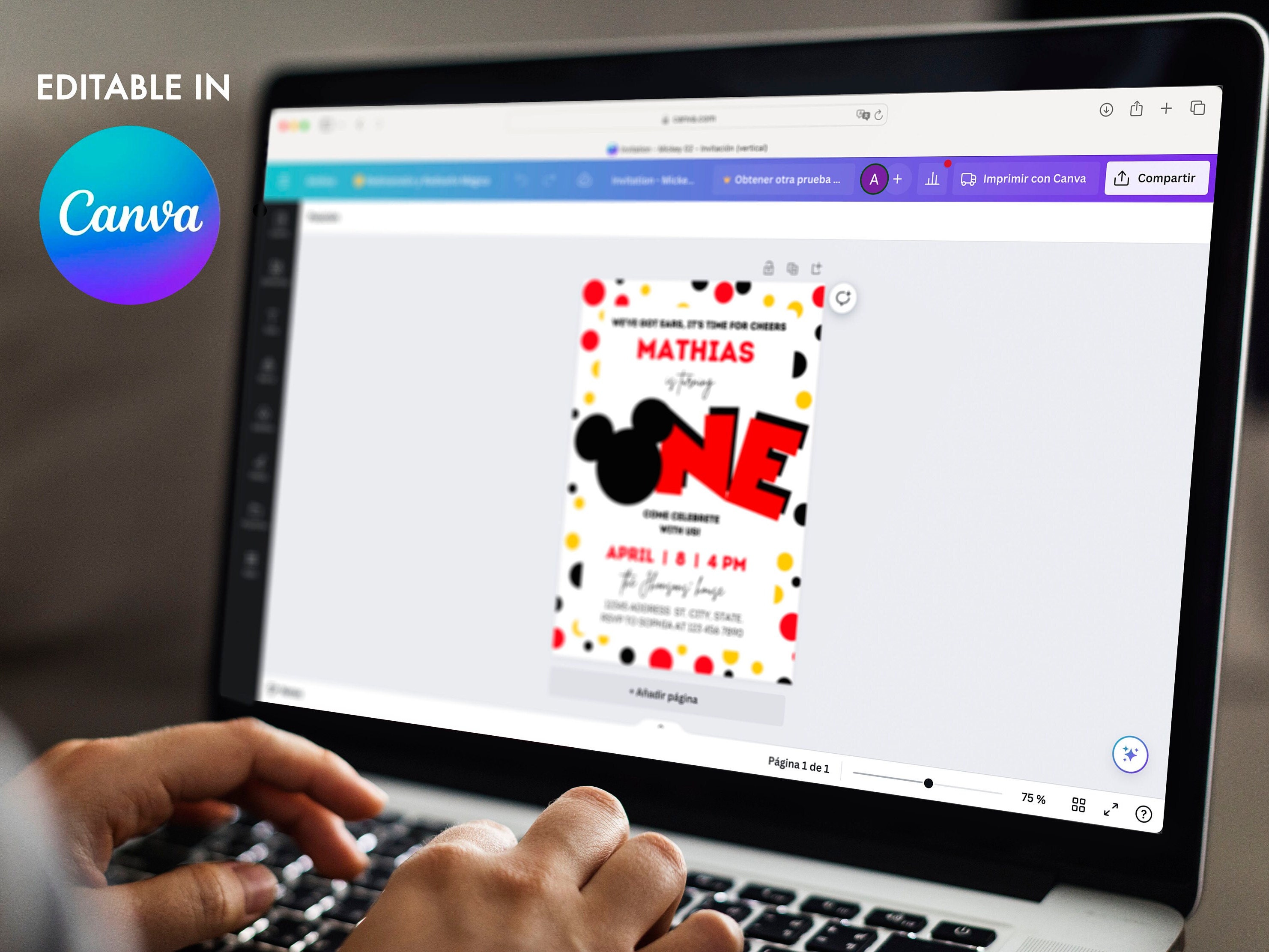 Mickey Inspired Birthday Invitation Editable Template Digital Mickey ...