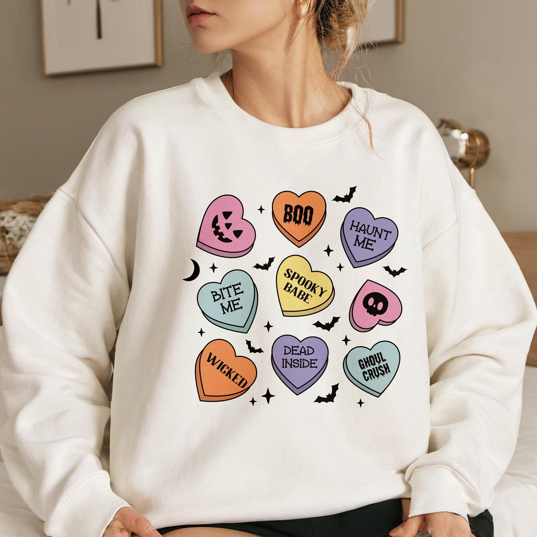 Candy Hearts Halloween PNG SVG Retro Halloween Candy Hearts, Ghost ...
