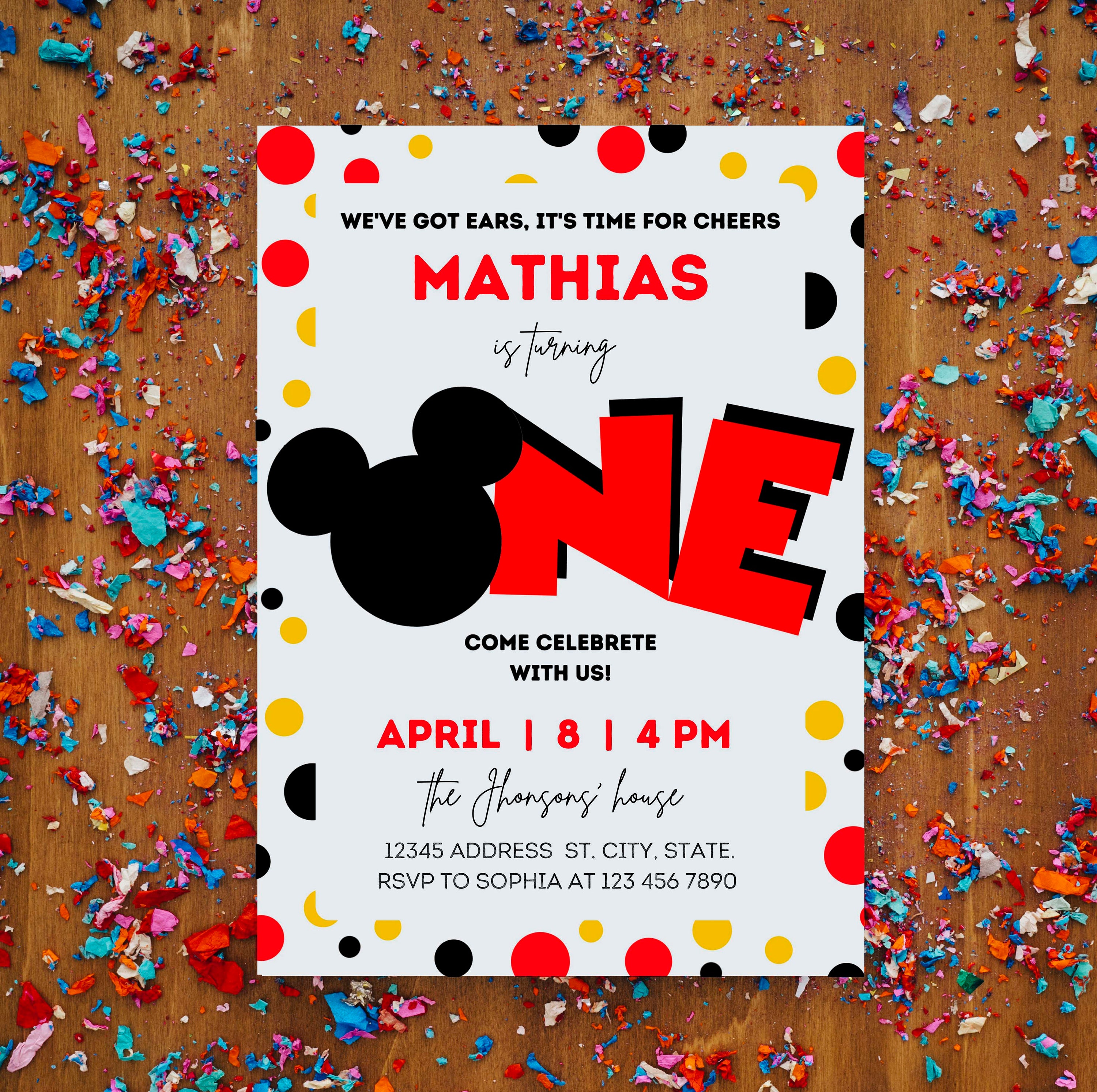 Mickey Inspired Birthday Invitation Editable Template Digital Mickey ...