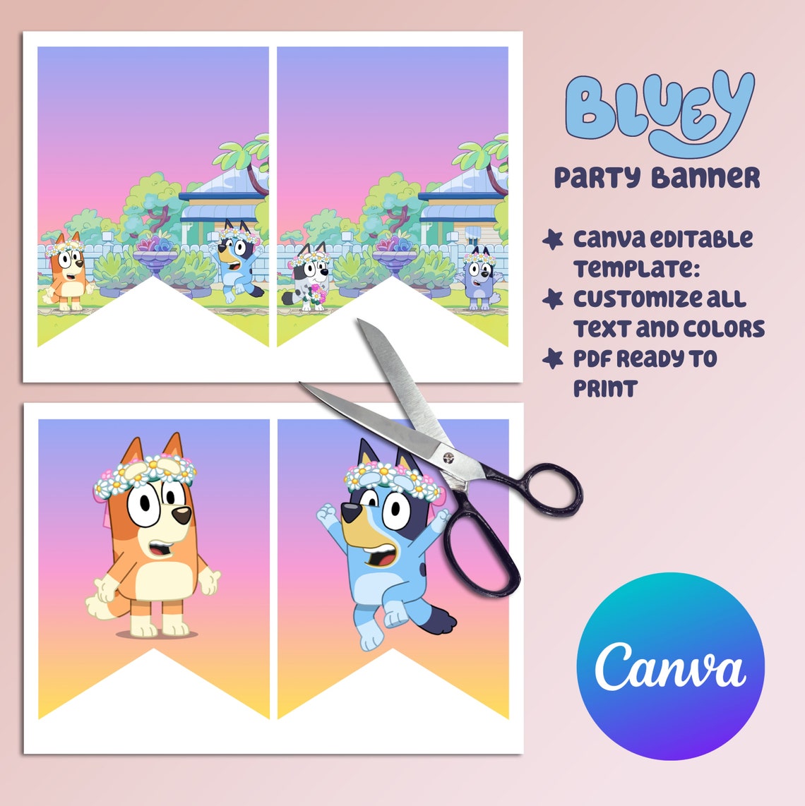 Bluey Birthday Banner Editable Bluey Birthday Party Decoration, Party ...
