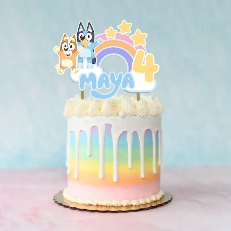 Bluey Inspired Cake Topper Editable Bluey Bingo Cake Topper Bluey ...