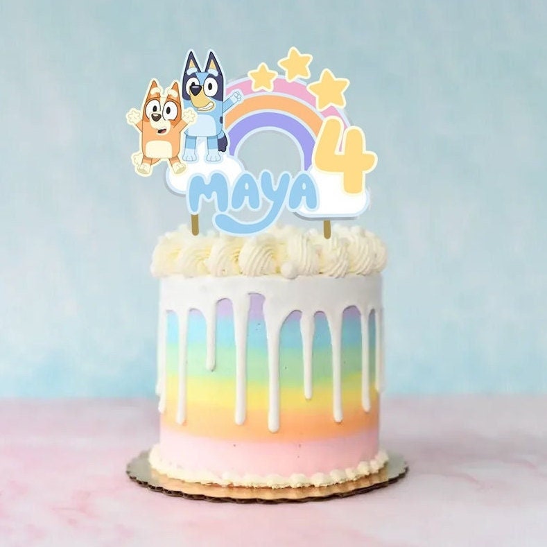 Bluey Inspired Cake Topper Editable Bluey Bingo Cake Topper Bluey ...