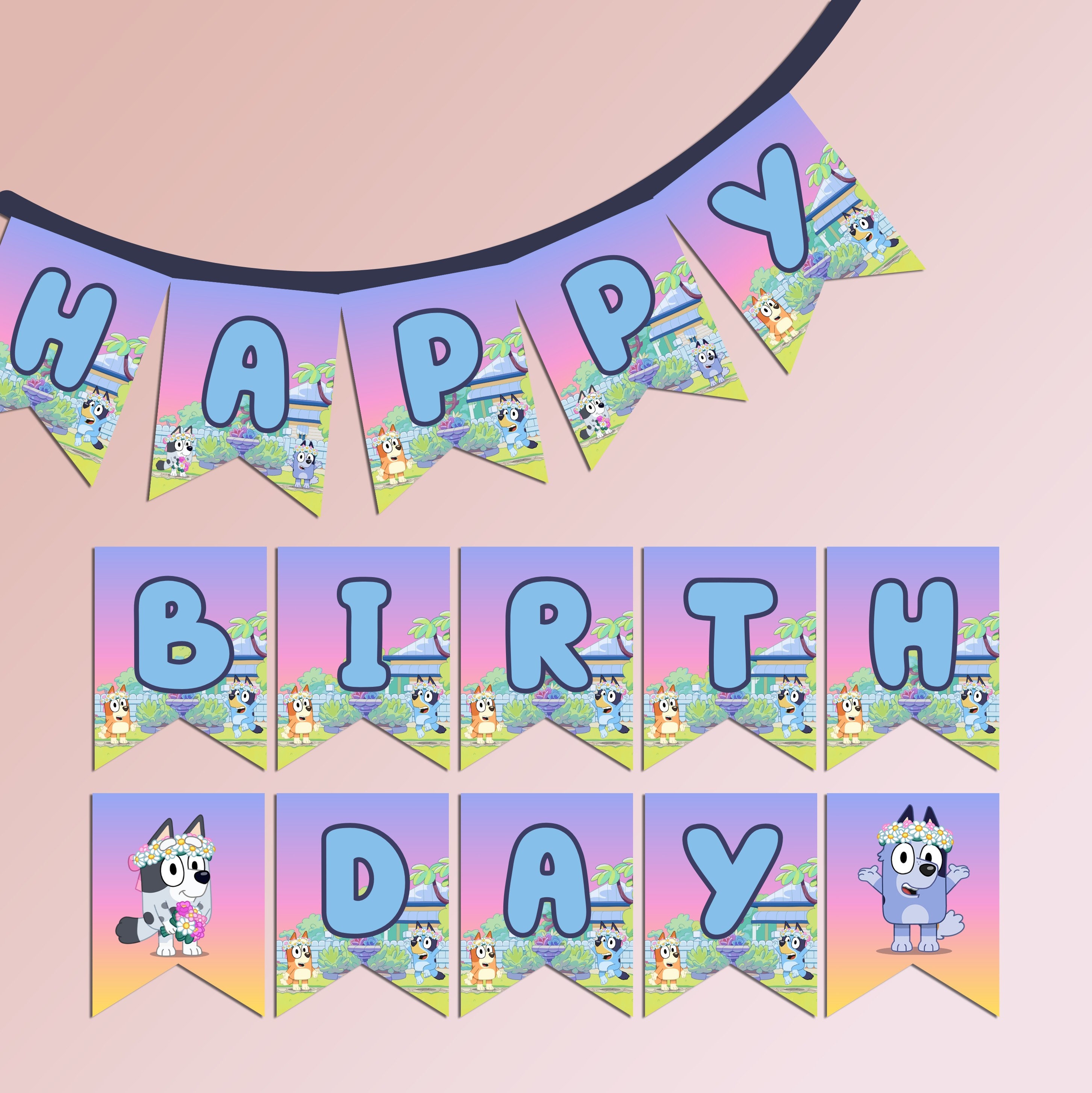 Bluey Birthday Banner Editable Bluey Birthday Party Decoration, Party ...