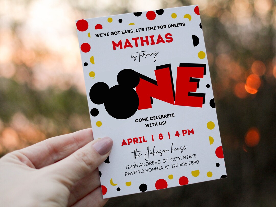 Mickey Inspired Birthday Invitation Editable Template Digital Mickey ...