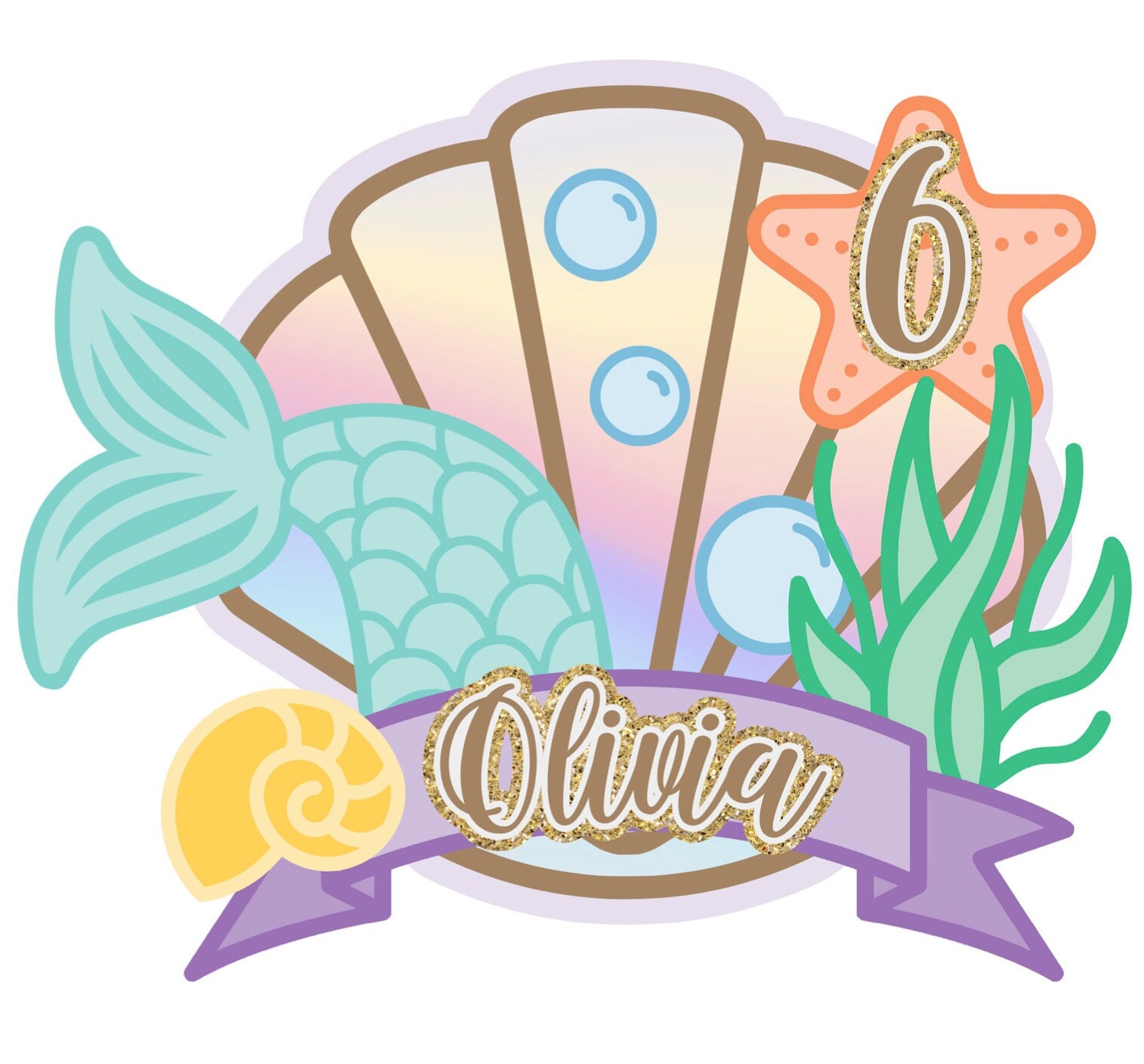Mermaid Cake Topper SVG Under the Sea Themed Layered Cake Topper ...