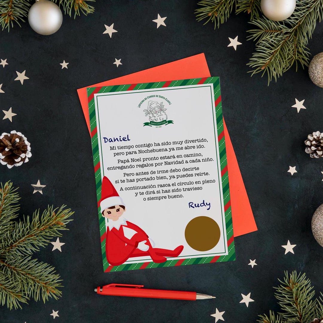 Personalized Elf Scratch Card in Spanish Custom Nice List From Santa ...