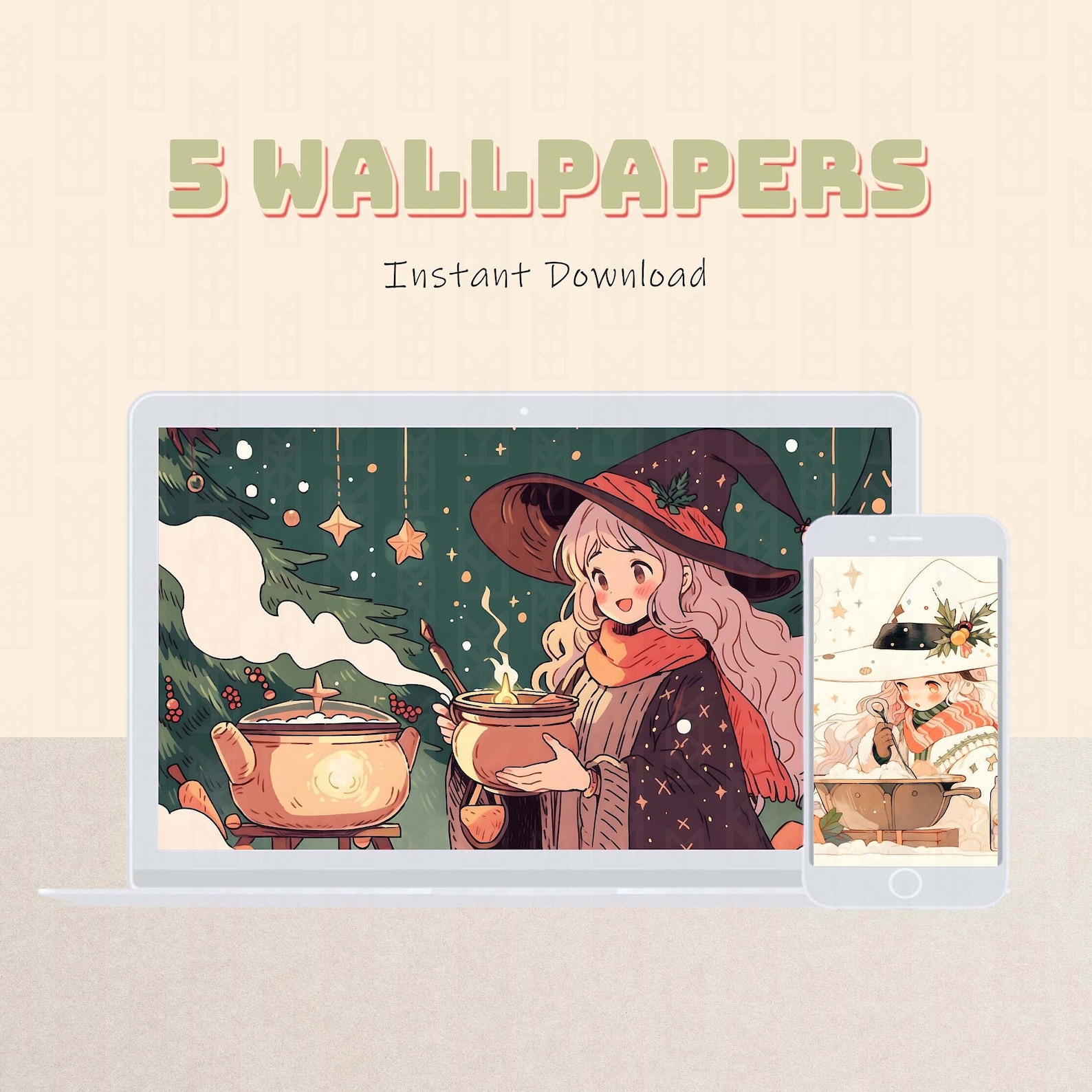 Magical Witch Wallpaper, Cute Wallpaper, Cozy Wallpaper, Laptop ...