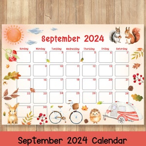 Printable September 2024 Calendar, Editable 2024 Calendar, Kids Spring ...