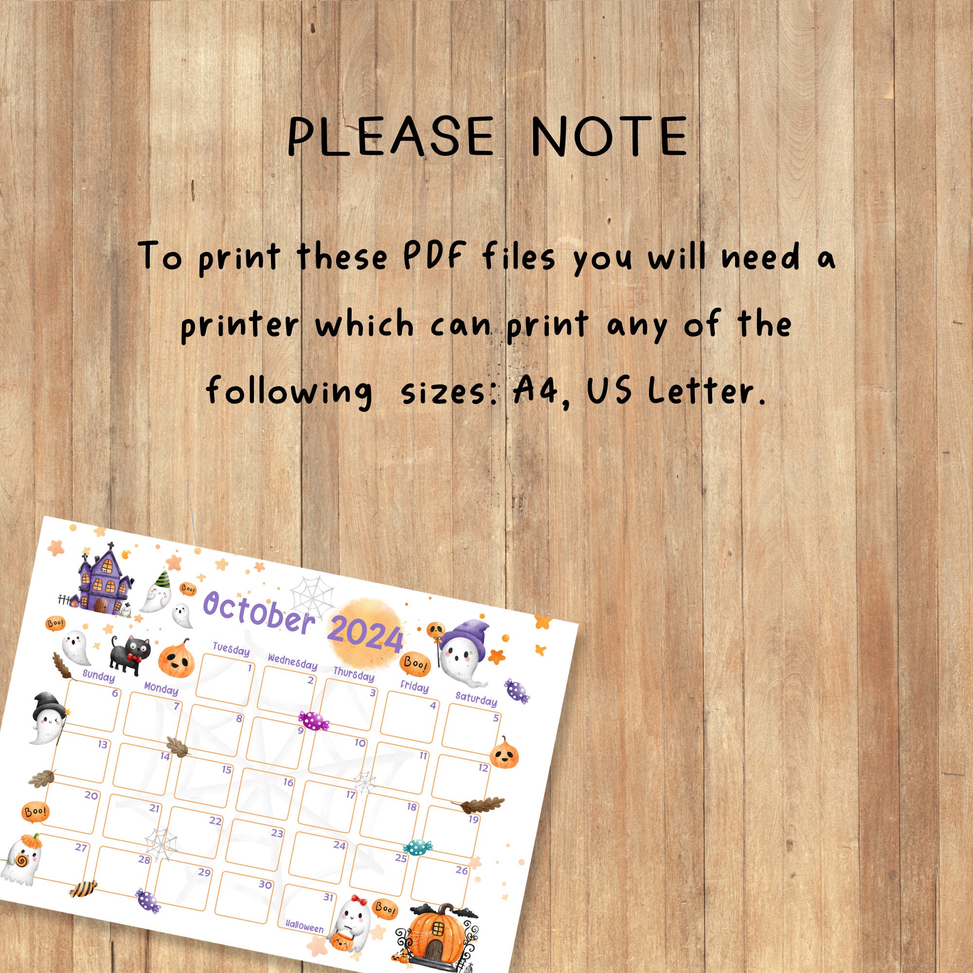 Printable October 2024 Calendar, Watercolour 2024 Calendar, Kids Spring ...