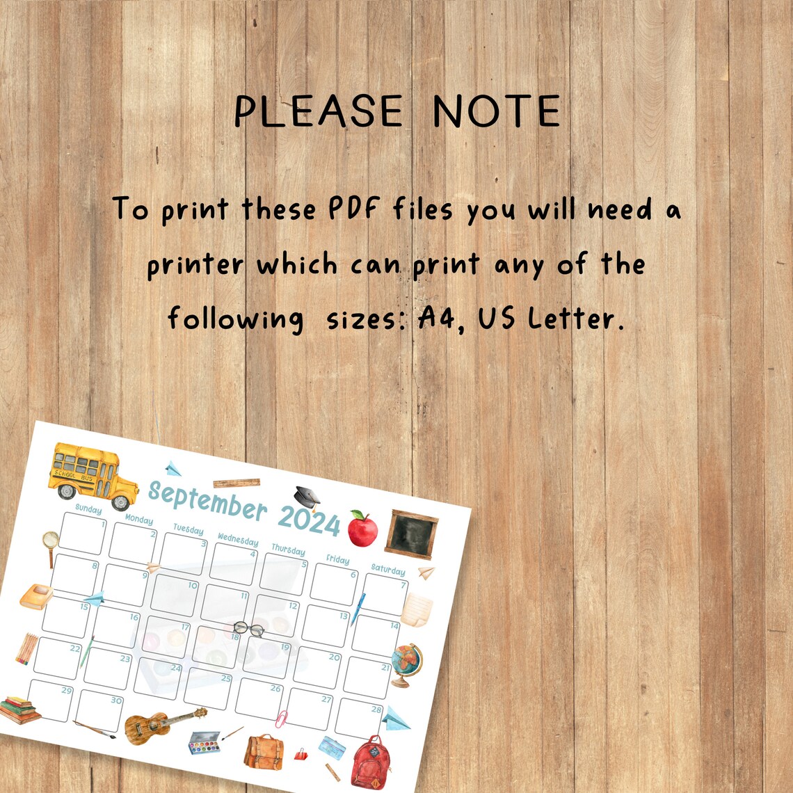 Printable September 2024 Calendar, Editable 2024 Calendar, Kids Spring ...